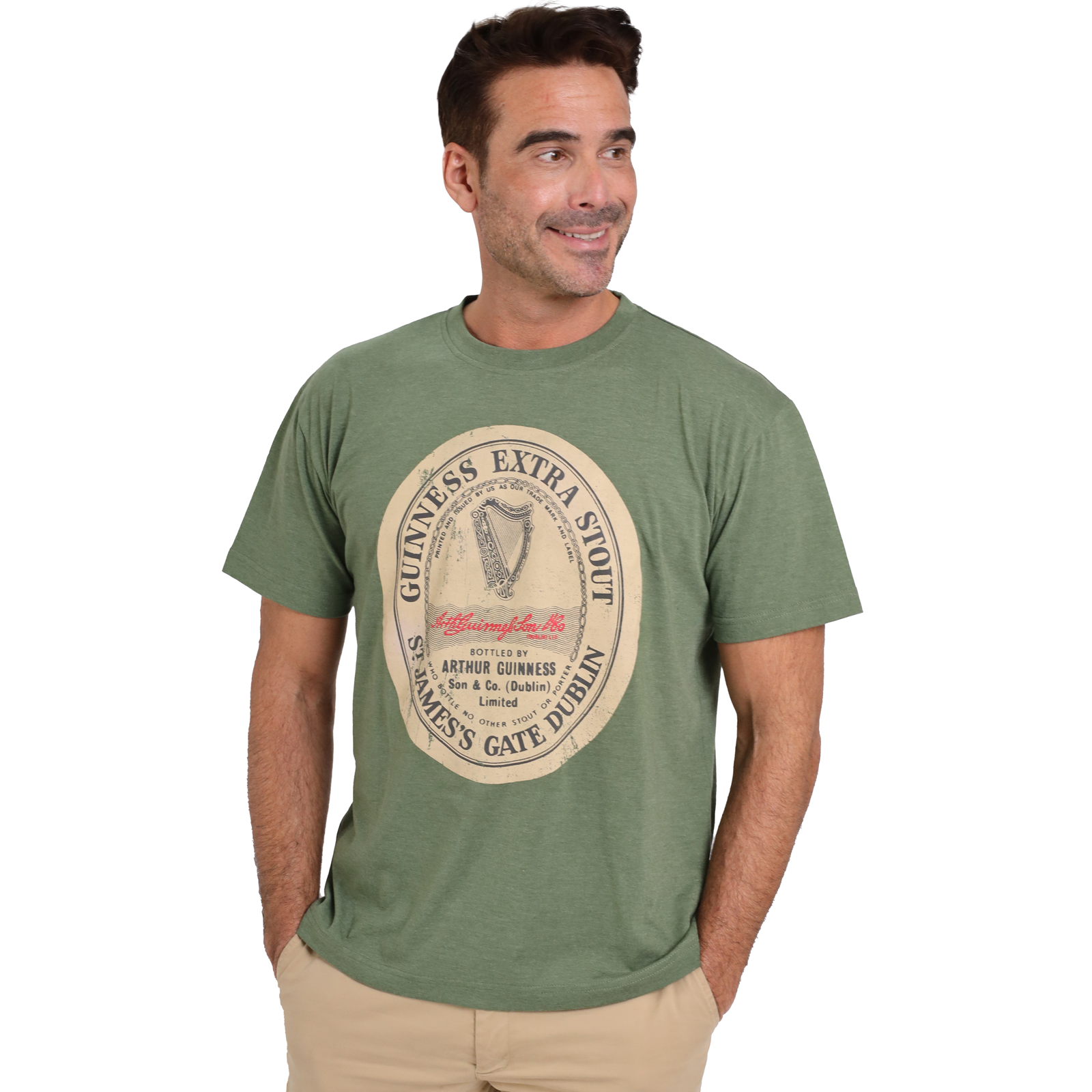 Shop Green Distressed Gaelic Label Tee | The James Trading Group